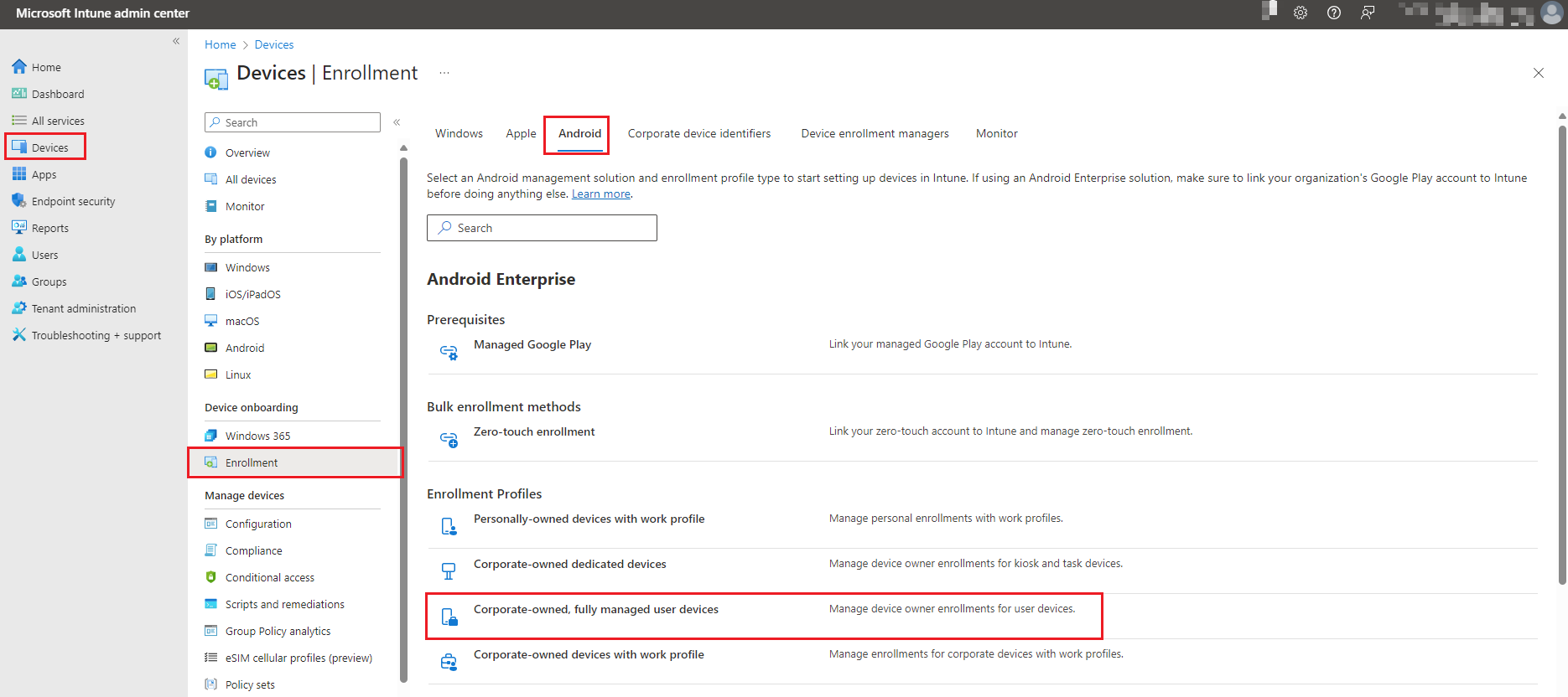 How to enroll Android Enterprise: Corporate-owned, fully managed user devices (COBO)?